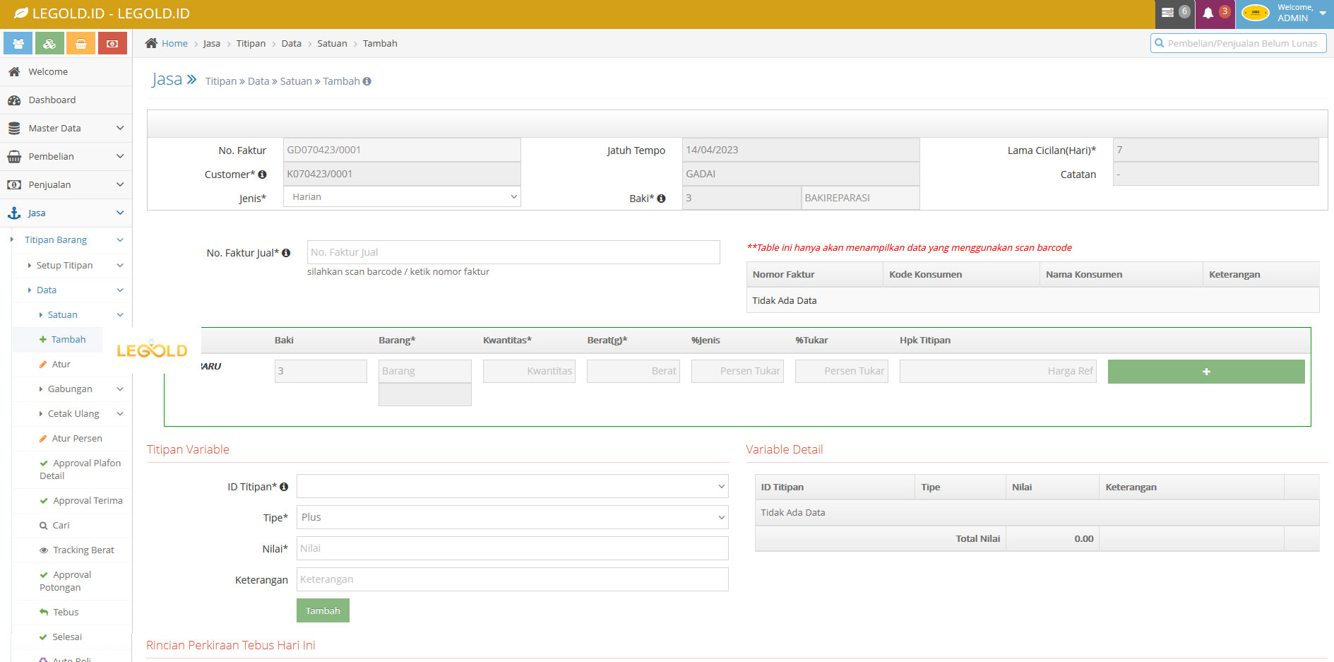 Software Toko Emas, Gold Store Solution dan Berlian LEGOLD
