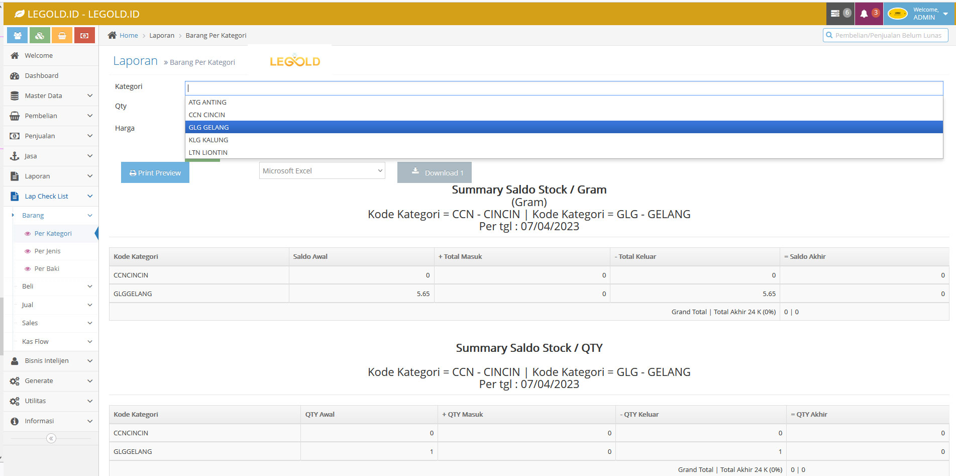 Software Toko Emas, Gold Store Solution dan Berlian LEGOLD